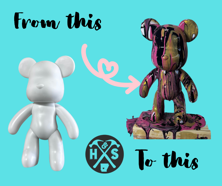 Fluid Art Teddy Bear Workshop | Acrylic Pour Craft Class – Hammer and ...